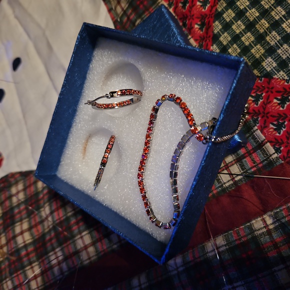Jewelry | Ruby Red Silver Plated Necklace And Bracelet Set New In The ...
